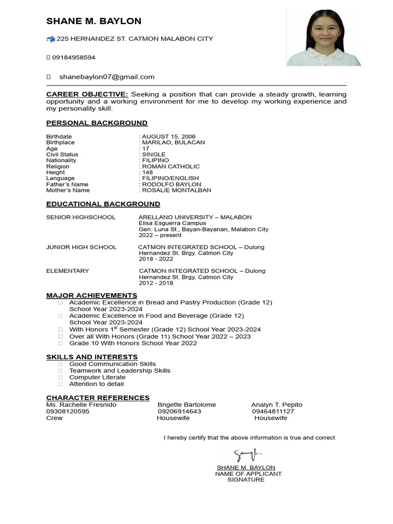 Baylon Shane Resume | PDF