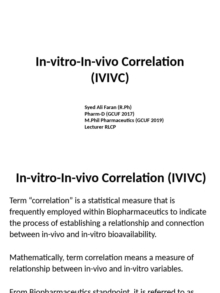 Share IVIVC | PDF | Bioavailability | Pharmacology