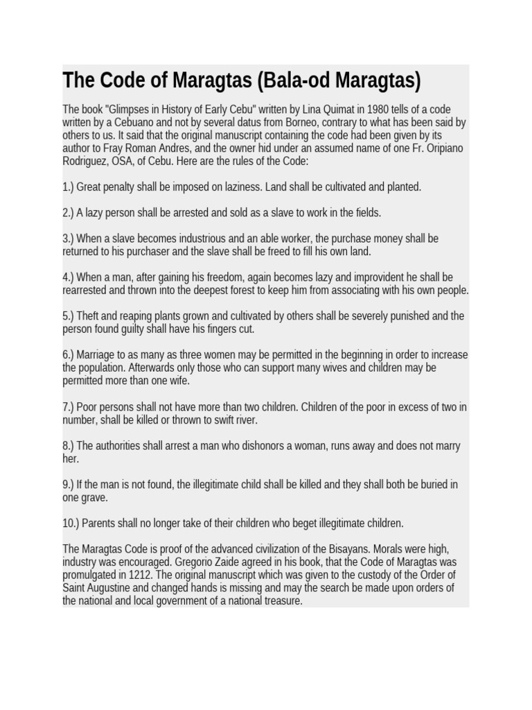 The Code of Maragtas | PDF