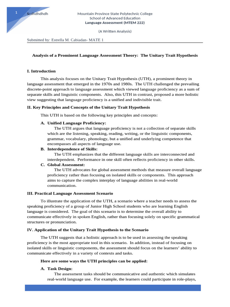 1st Analysis | PDF | Educational Assessment | Linguistics