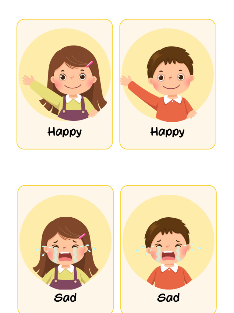 My Emotions and Feelings Yellow and Orange Illustrative Flashcards | PDF