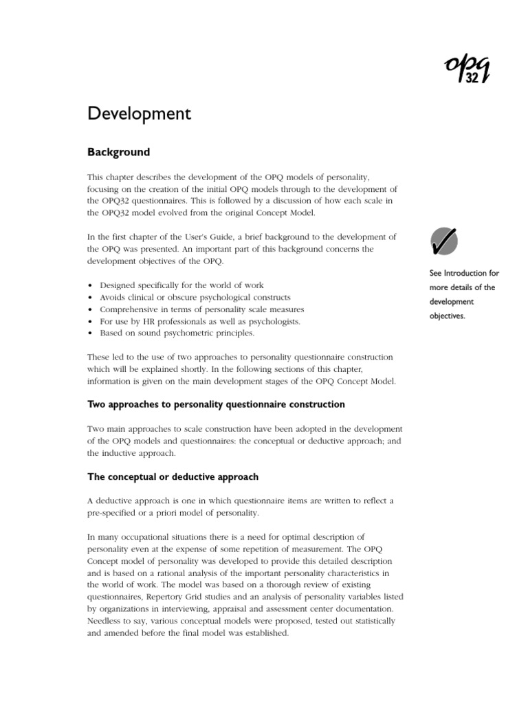 OPQ32 发展 | PDF | Validity (Statistics) | Psychometrics