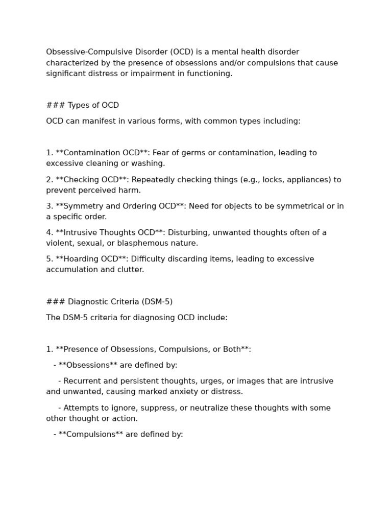 Ocd | PDF | Obsessive–Compulsive Disorder | Mental Disorder