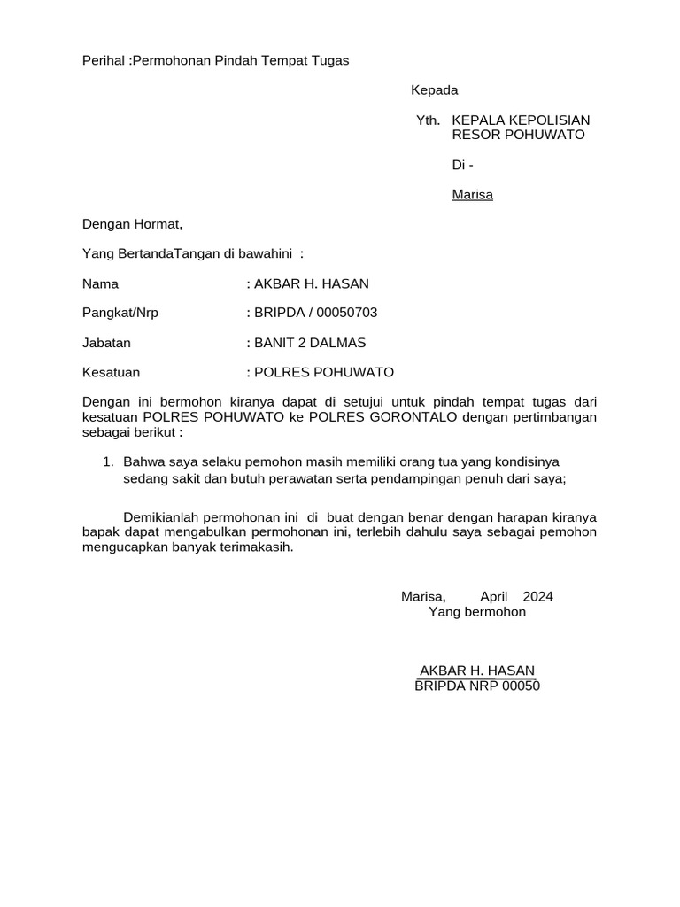 Permohonan Pindah Anggota | PDF