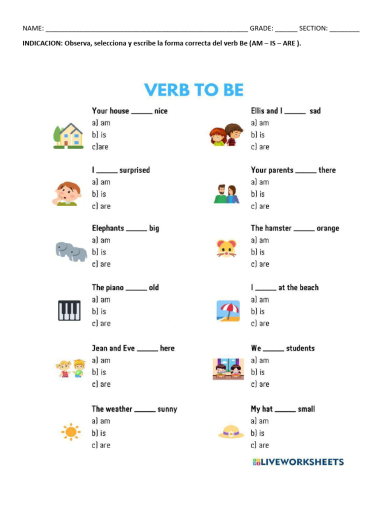 The Verb Be and Adjectives Exercise | PDF