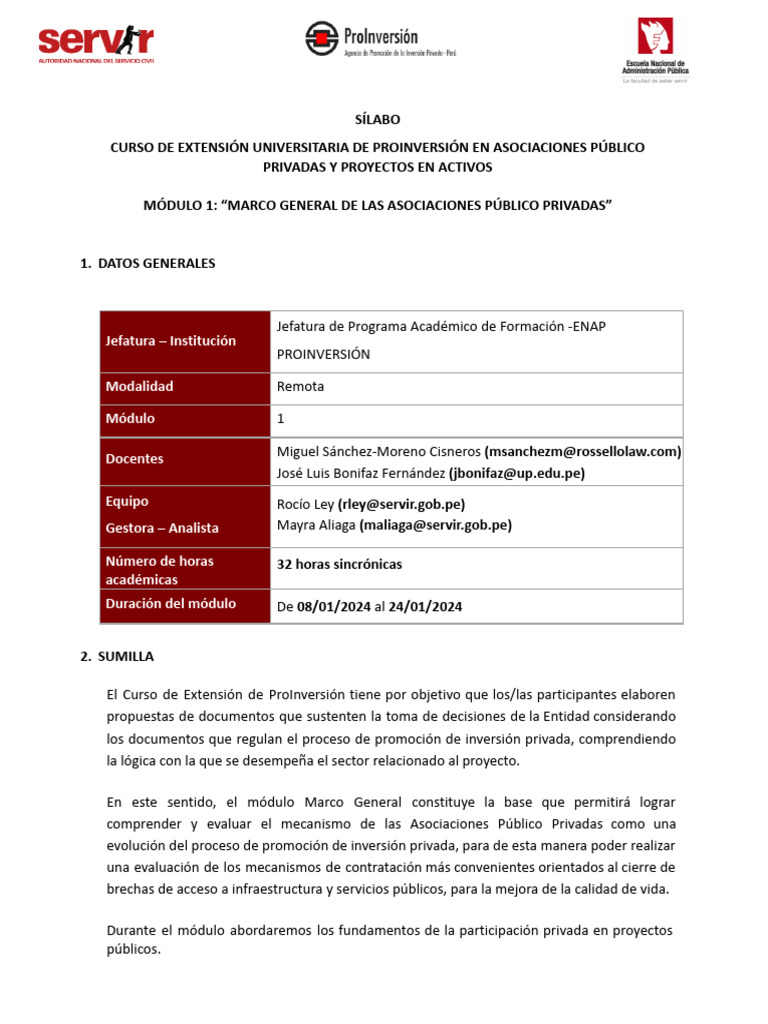 Sílabo Módulo 1 Marco General de Las APP CEU 2024 | PDF | Evaluación | Aprendizaje