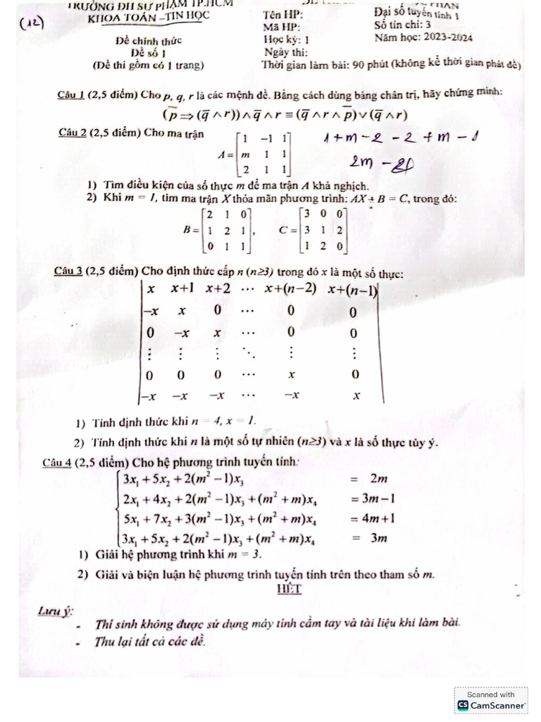 Dai so tuyen tinh de 2023 2024 k49 | PDF