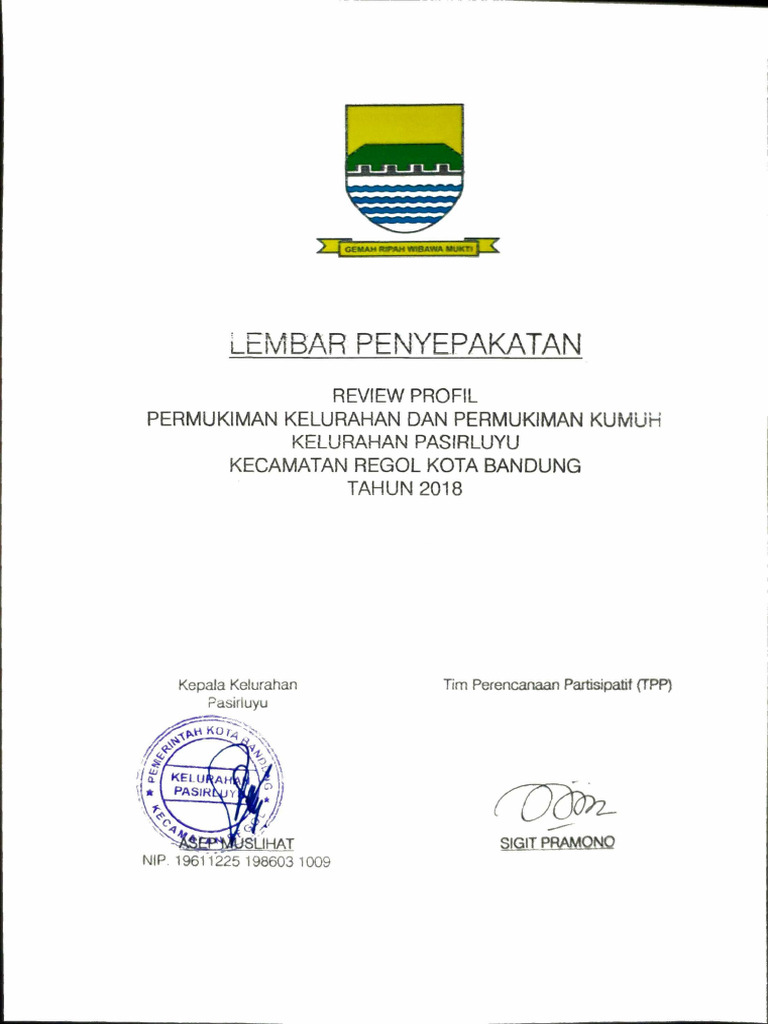 Lbr Penyepakatan Profil Kumuh | PDF