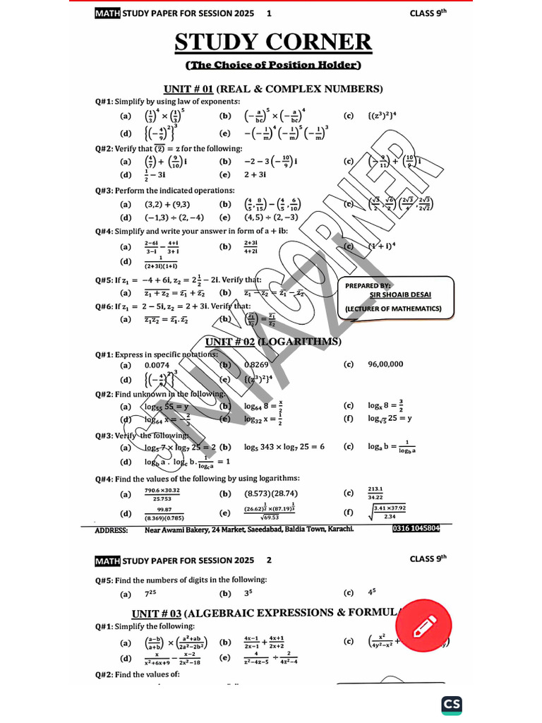 Class Ix Mathematics Preparation Paper 2025 | PDF