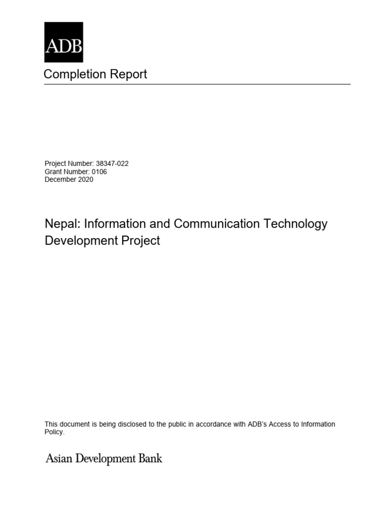 ADB ICT Project Completion Document - Nepal | PDF | E Government ...