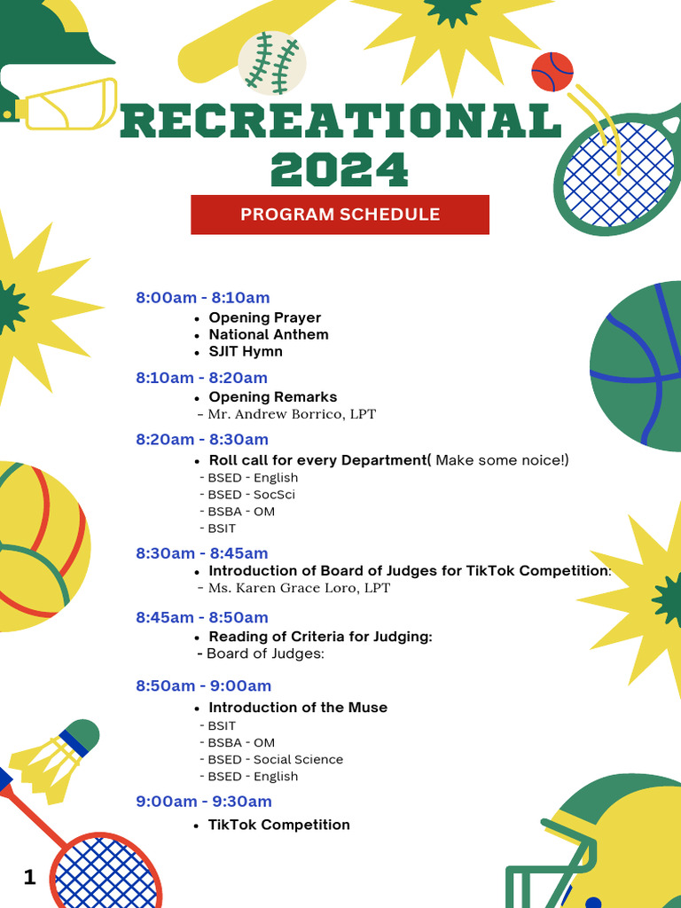 Orange Yellow Green Creative Sportsfest Program | PDF