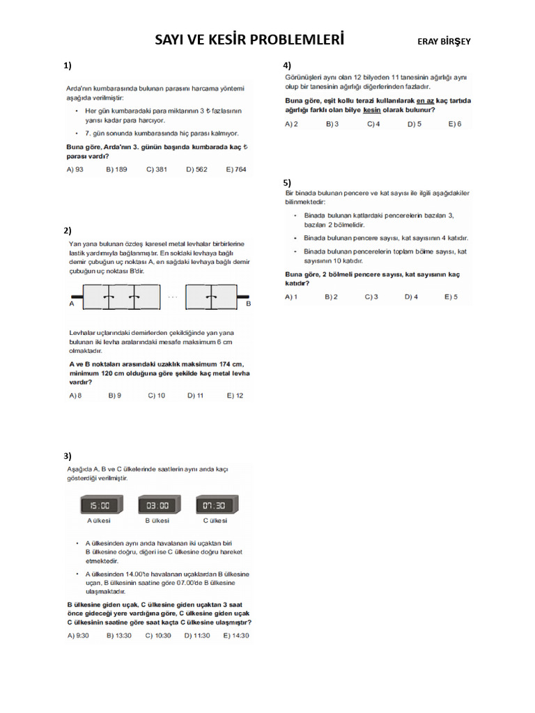 Sayi Ve Kesi̇r Problemleri̇ | PDF