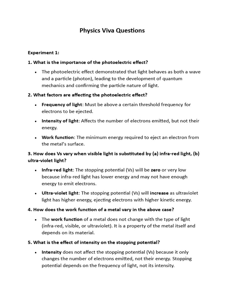 Physics Viva Questions | PDF | P–N Junction | Diffraction