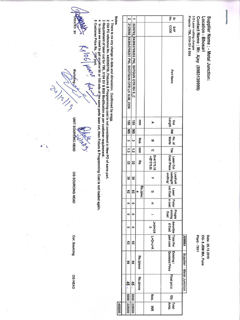 3 D Lase Cutting Charges _ TML X104 (2) | PDF
