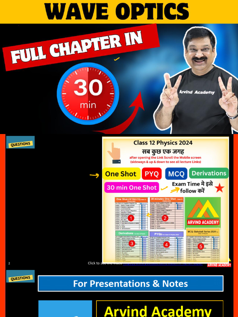 Chap 10PA 30 Min Wave Optics | PDF | Diffraction | Coherence (Physics)