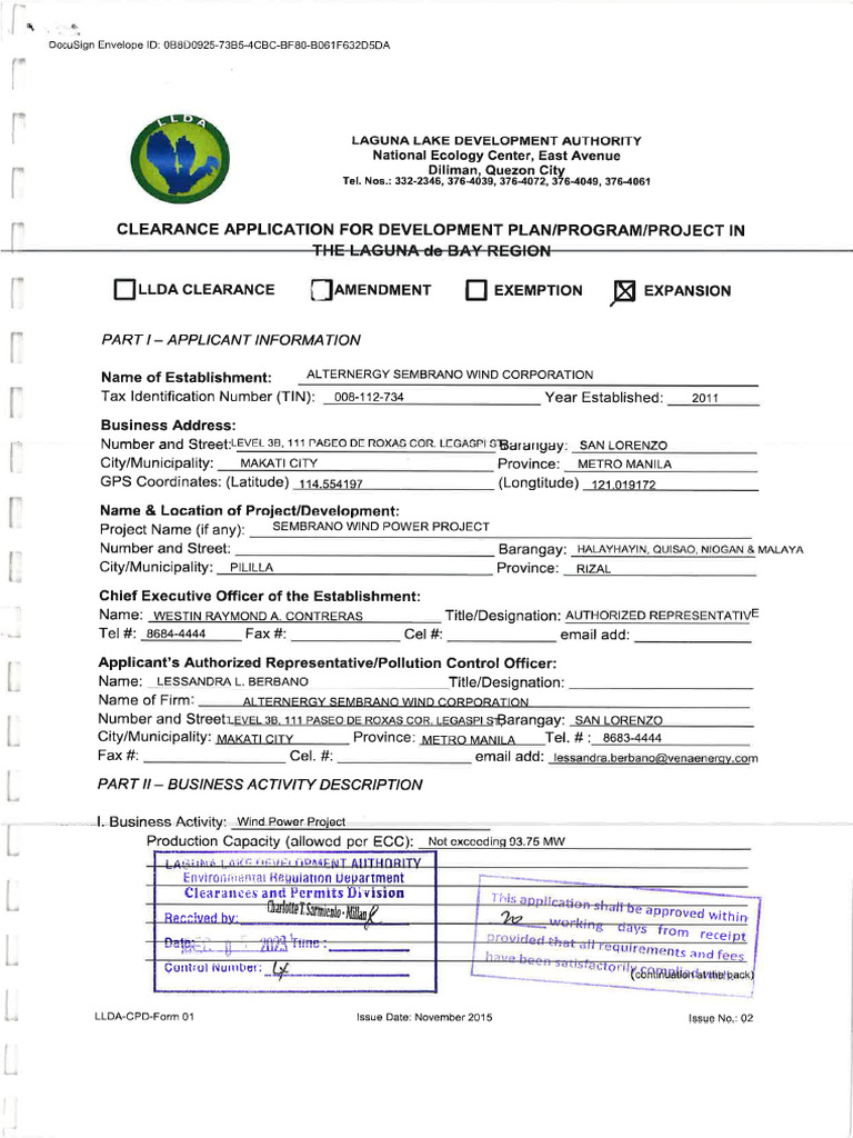 ASWC X LLDA Application Form - Receiving Copy - PG 1 and 2 | PDF