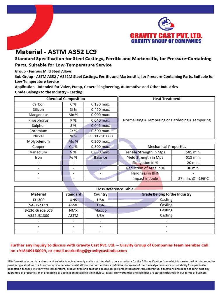ASTM A352 LC9 | PDF | Steel | Alloy