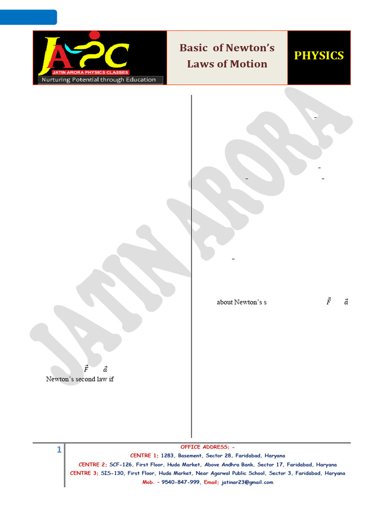 Basic of Newton S Laws of Motion | PDF | Force | Newton's Laws Of Motion