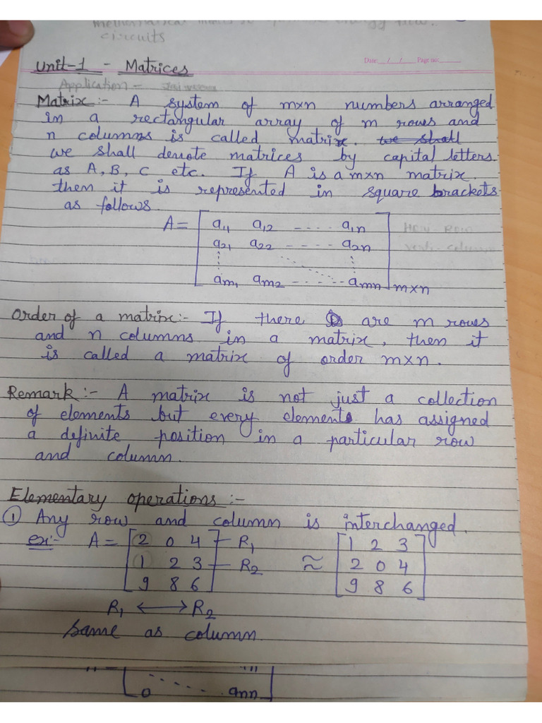 Maths Unit-1 Matrix | PDF