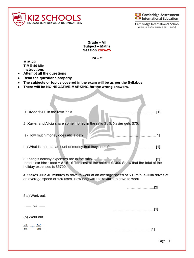 Cie 8 Maths A (Pa2) | PDF
