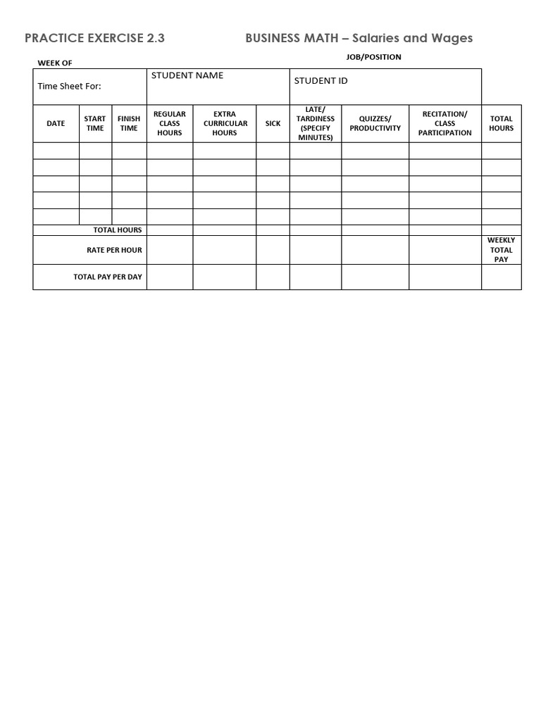 BM Data Time Sheet Week 2 | PDF