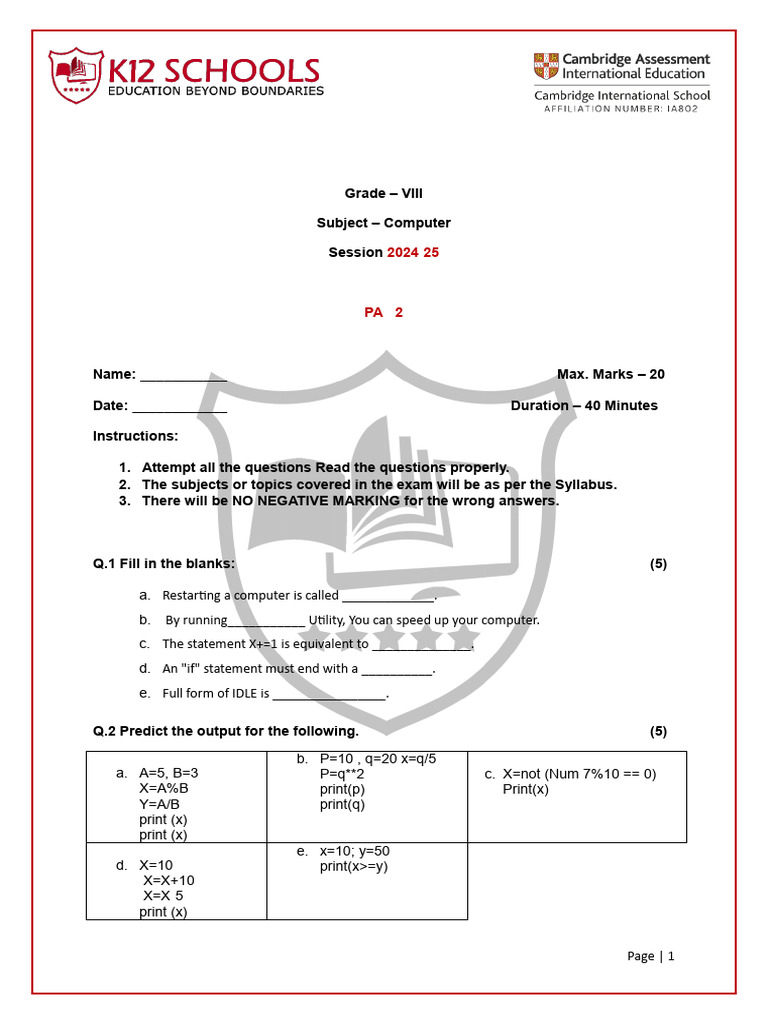 Grade 8B Computer (1) | PDF