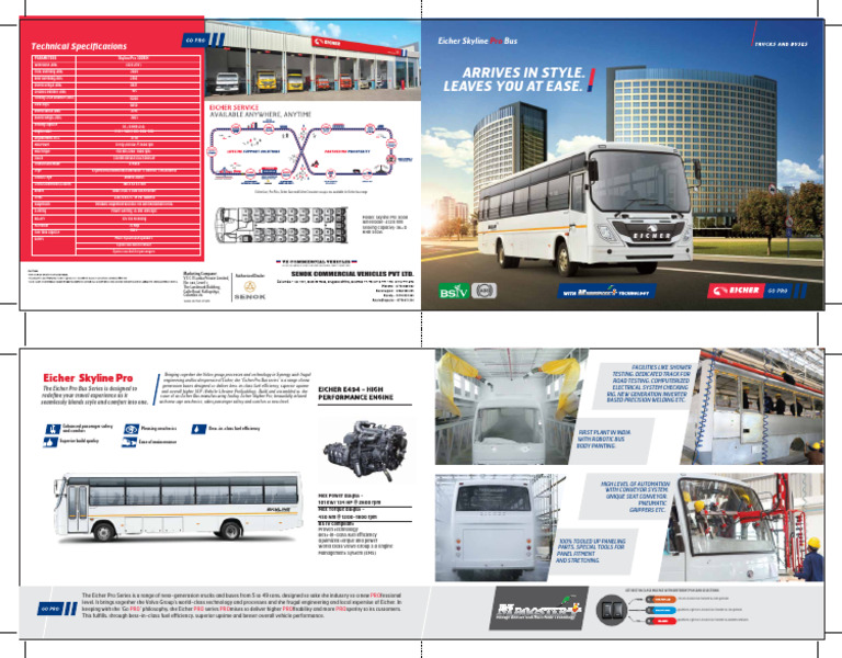 Eicher 36-Seater Skyline Bus Brochure | PDF | Manual Transmission | Fuel Economy In Automobiles