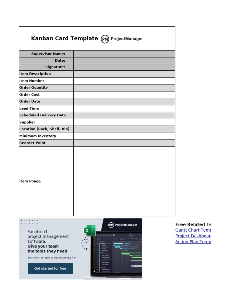 Kanban Card Template WLNK 1 | PDF