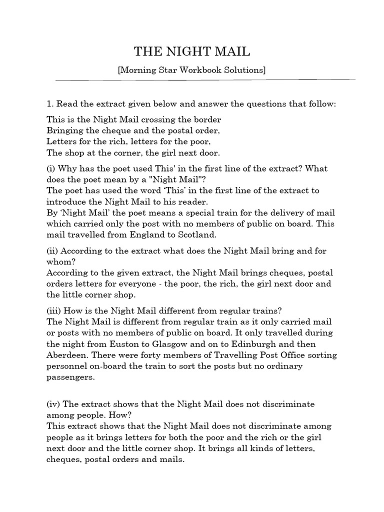 The NIGHT MAIL Answers Morning Star | PDF | Mail