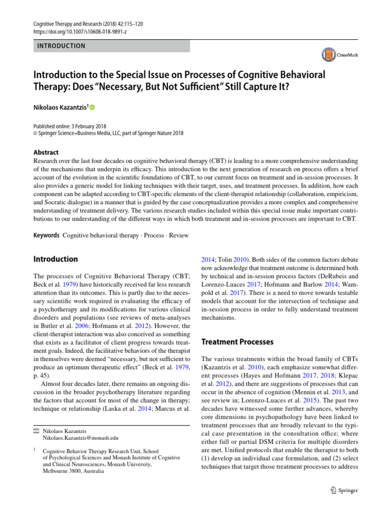 Introduction To The Special Issue On Processes of Cognitive B | PDF ...
