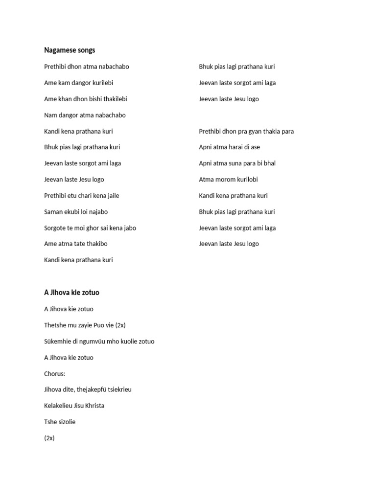 Nagamese Songs-WPS Office | PDF