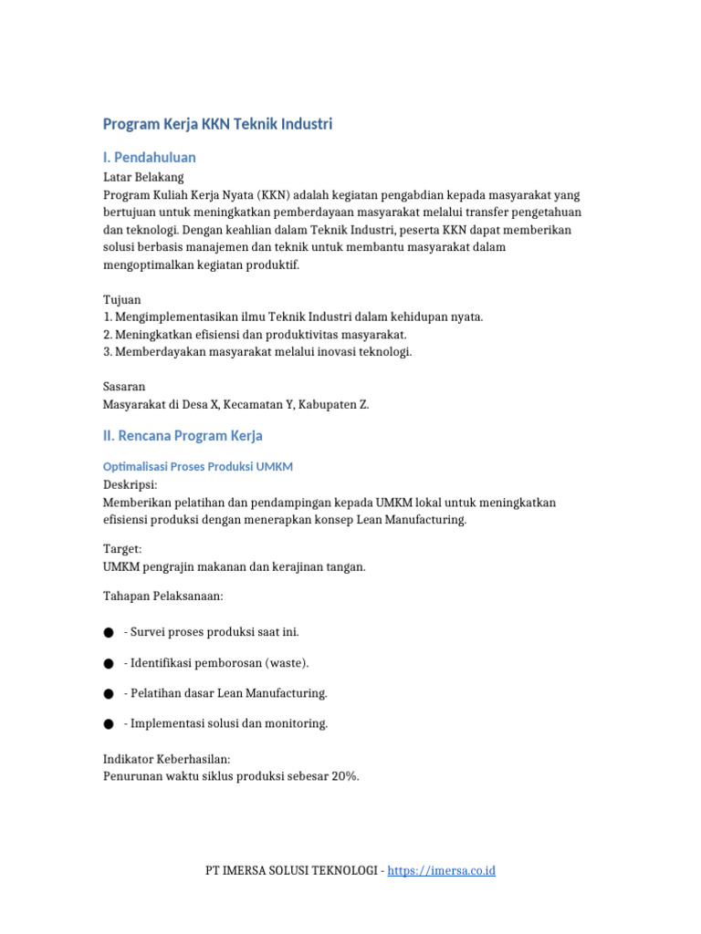 Proker KKN Teknik Industri | PDF