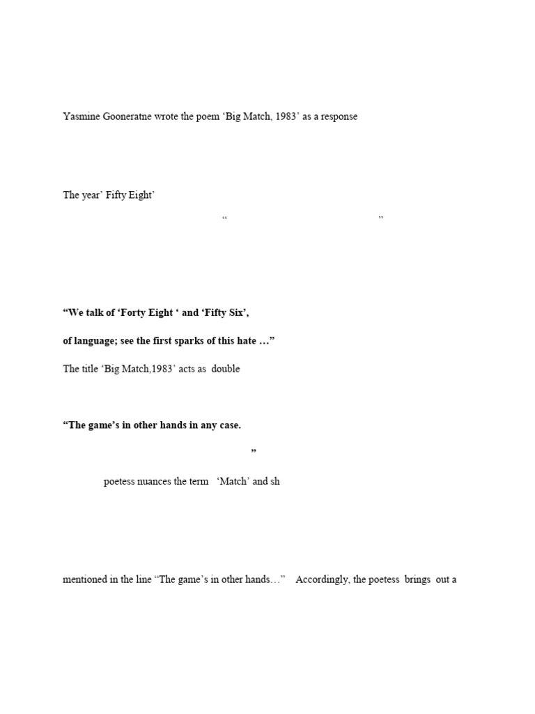 Big Match 1983 Essay Type answer | PDF