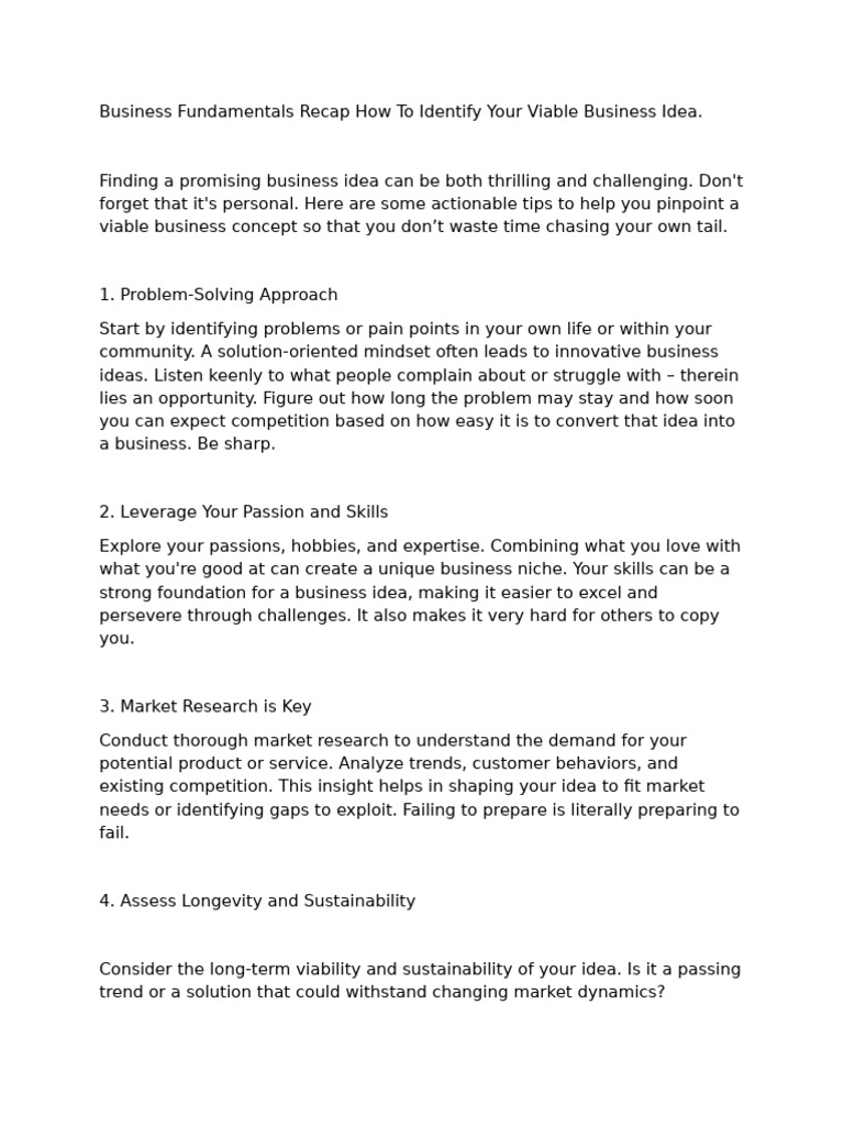 How to Identify a Viable Business Idea | PDF | Business | Cognition