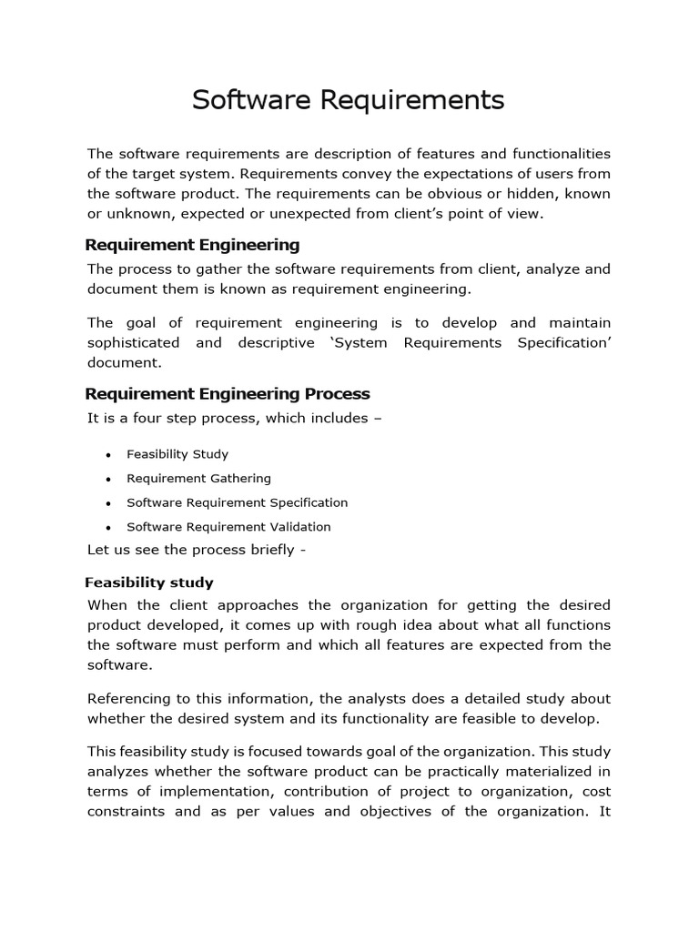 System or Software Requirements | PDF | Software | Feasibility Study