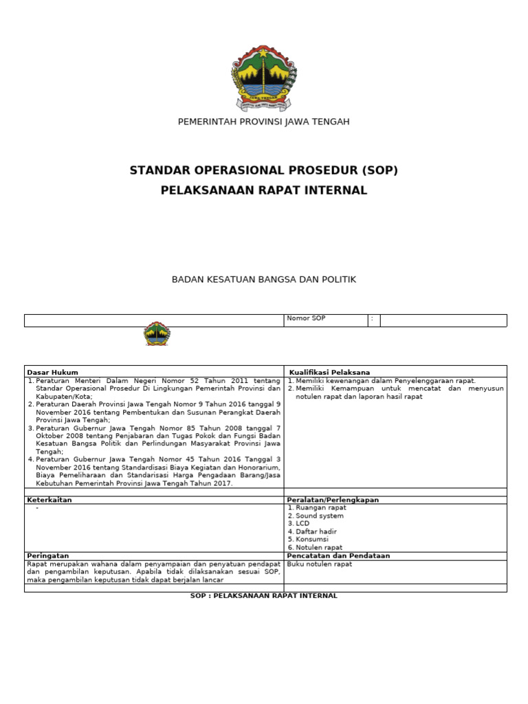 Sop Pelaksanaan Rapat Internal | PDF