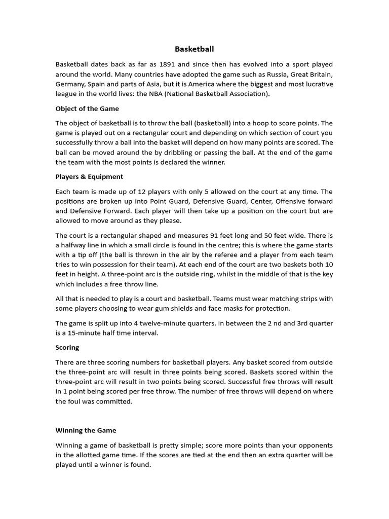 Basketball | PDF | Basketball Positions | Games Of Physical Skill