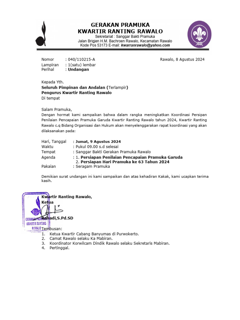 40. Surat Undangan Raker Bina Muda dan Orhum | PDF