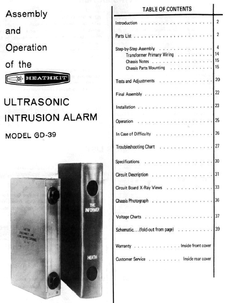 Heathkit GD-39 Ultrasonic Intrusion Alarm (Schematic) | PDF