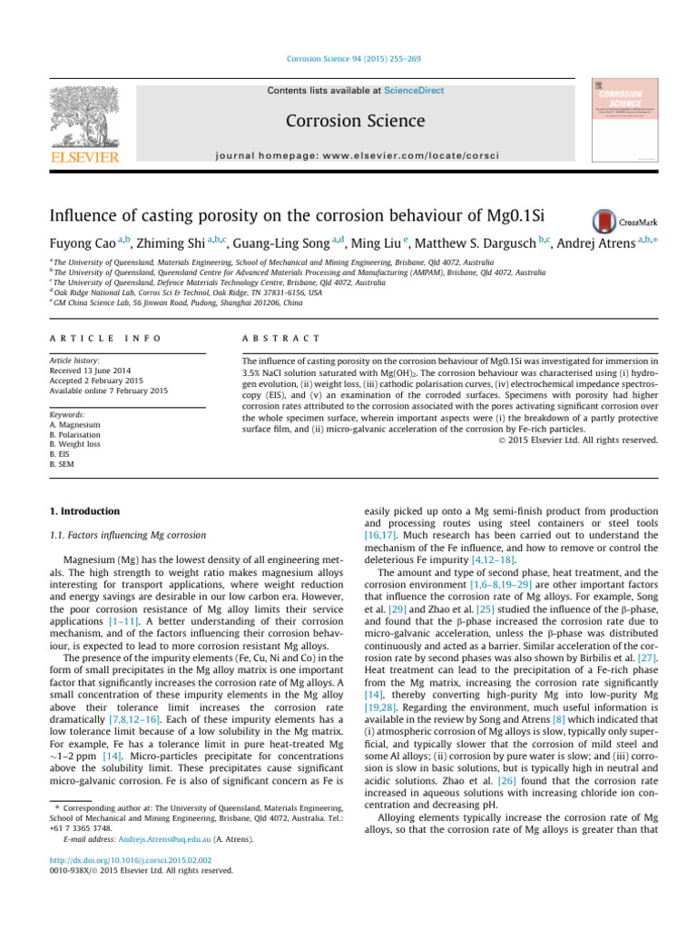 Rf00083-Influence of Casting Porosity On The Corrosion Behaviour of Mg0 ...