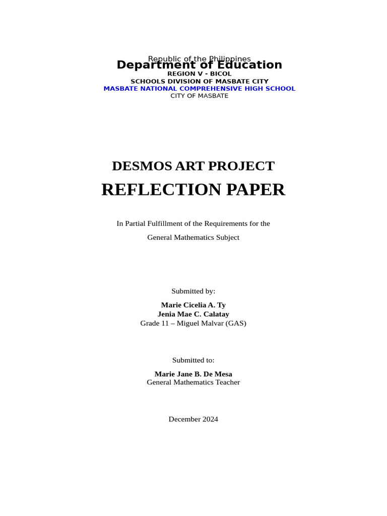 Ty-Calatay-Reflection Paper | PDF | Mathematics | Function (Mathematics)