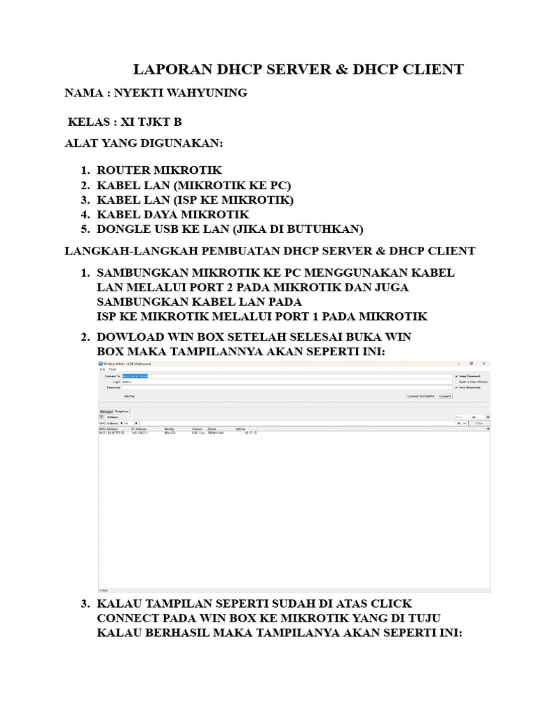 Laporan Dhcp Nyekti Wahyuning.docx | PDF