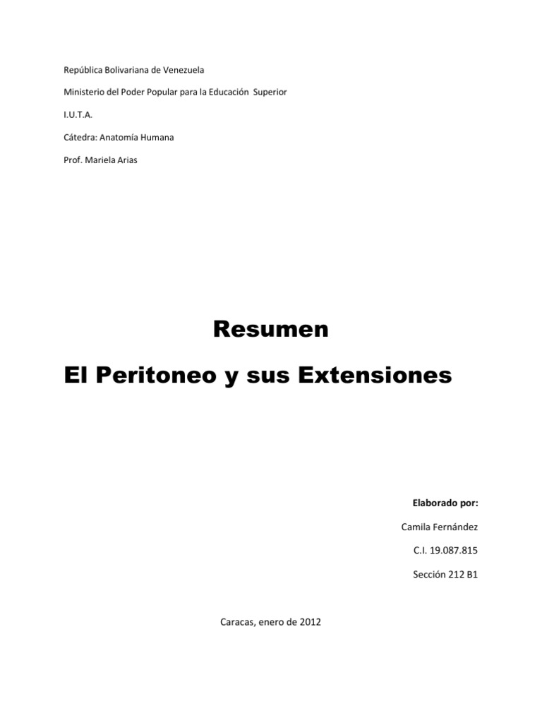 Anatomía del Peritoneo en Perros | PDF