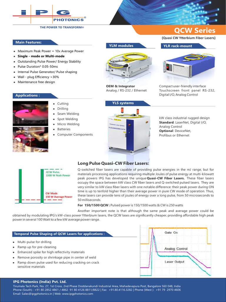 QCW Fiber Laser Technology Overview | PDF | Laser | Optical Fiber
