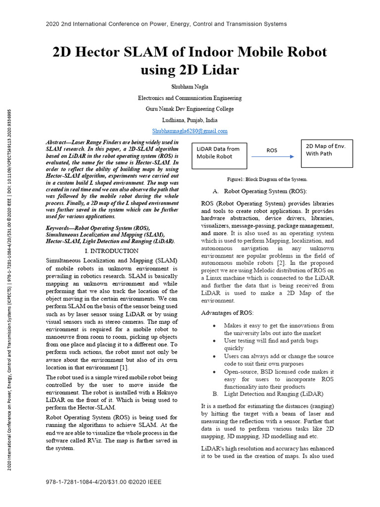 2D Hector SLAM of Indoor Mobile Robot Using 2D Lidar | PDF | Lidar | Computing