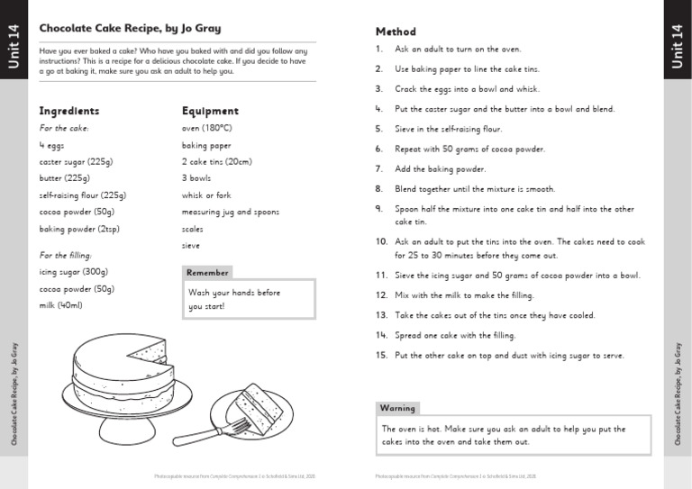 Chocolate Cake Recipe for Kids | PDF | Cakes | Baking