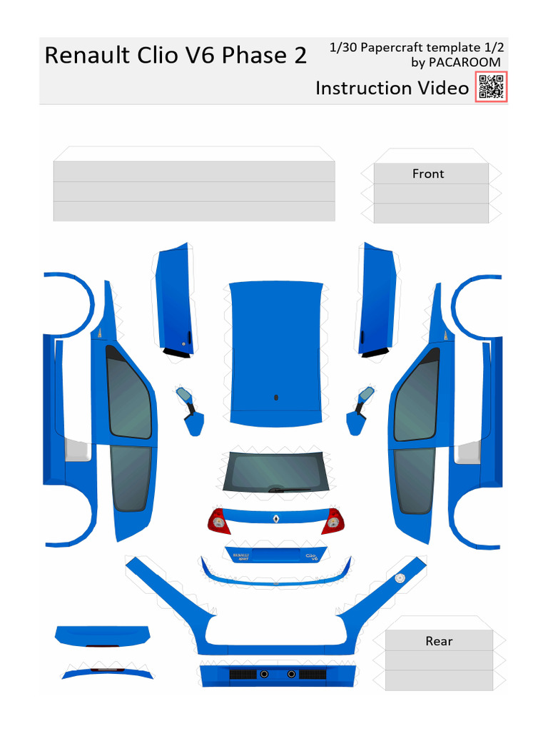 Renault Clio V6 Phase 2 Papercraft Template | PDF