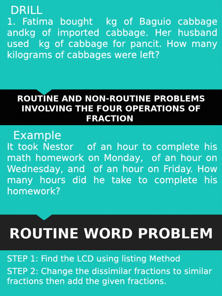 Math 6 q1 Lesson 4 Routine & Non-routine Word Problem | PDF Math 6 q1 Lesson 4 Routine & Non-routine Word Problem | PDF