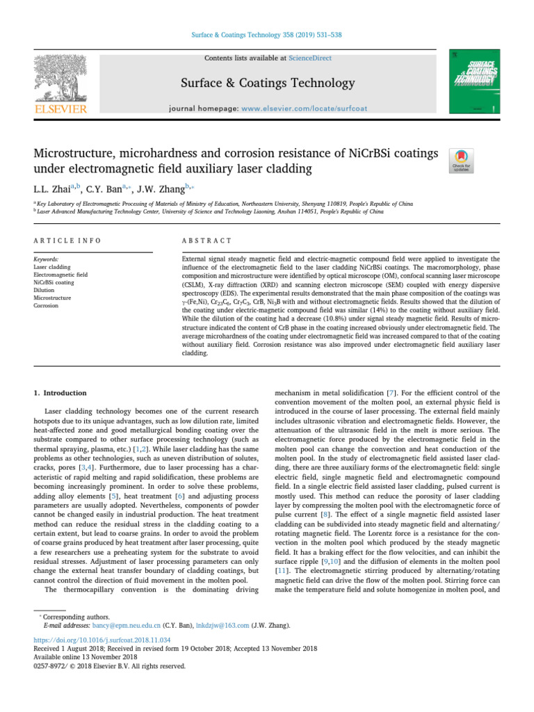 Rf00071-Microstructure, Microhardness and Corrosion Resistance of NiCrBSi Coatings Under ...