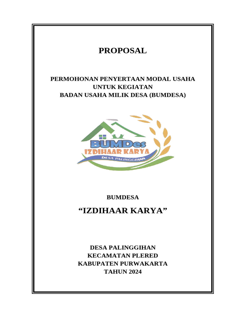 Proposal BumDes 2024 | PDF